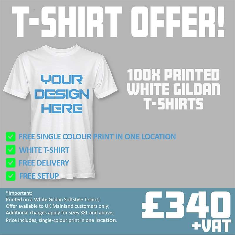 White Printed T-shirts - 100 Gildan T-shirts & Single Coluor For £340 ...